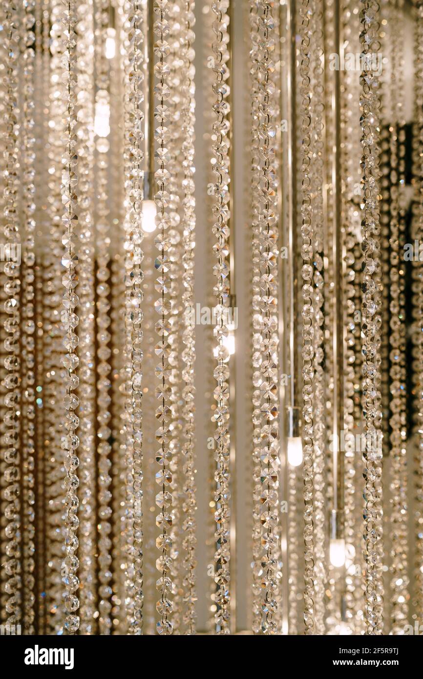 Crystal strass lamp white over black background luxury interior design ...