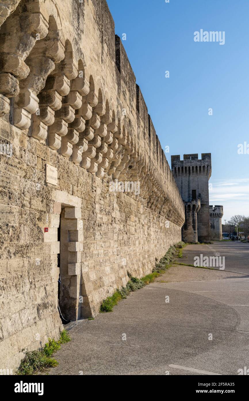 A view of the historic city wall in the old town of Avignon Stock Photo ...