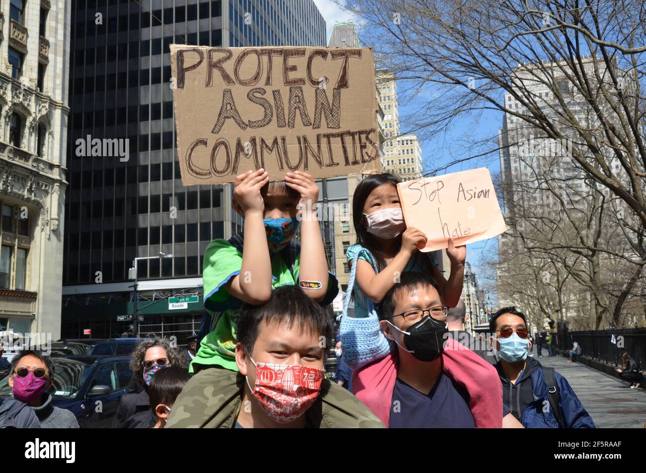 Hundreds of people gathered near NYC City Hall during Stop Asian Hate ...