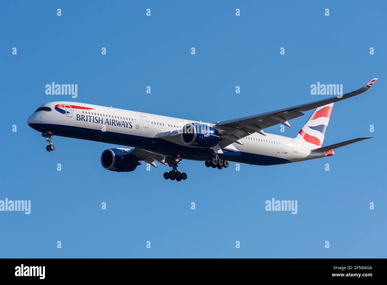 British Airways Airbus A350 jet airliner plane G-XWBC on finals to land ...