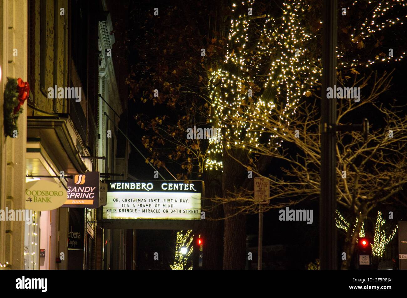 A Christmas Message on the Weinberg Center sign in Frederick, Maryland ...