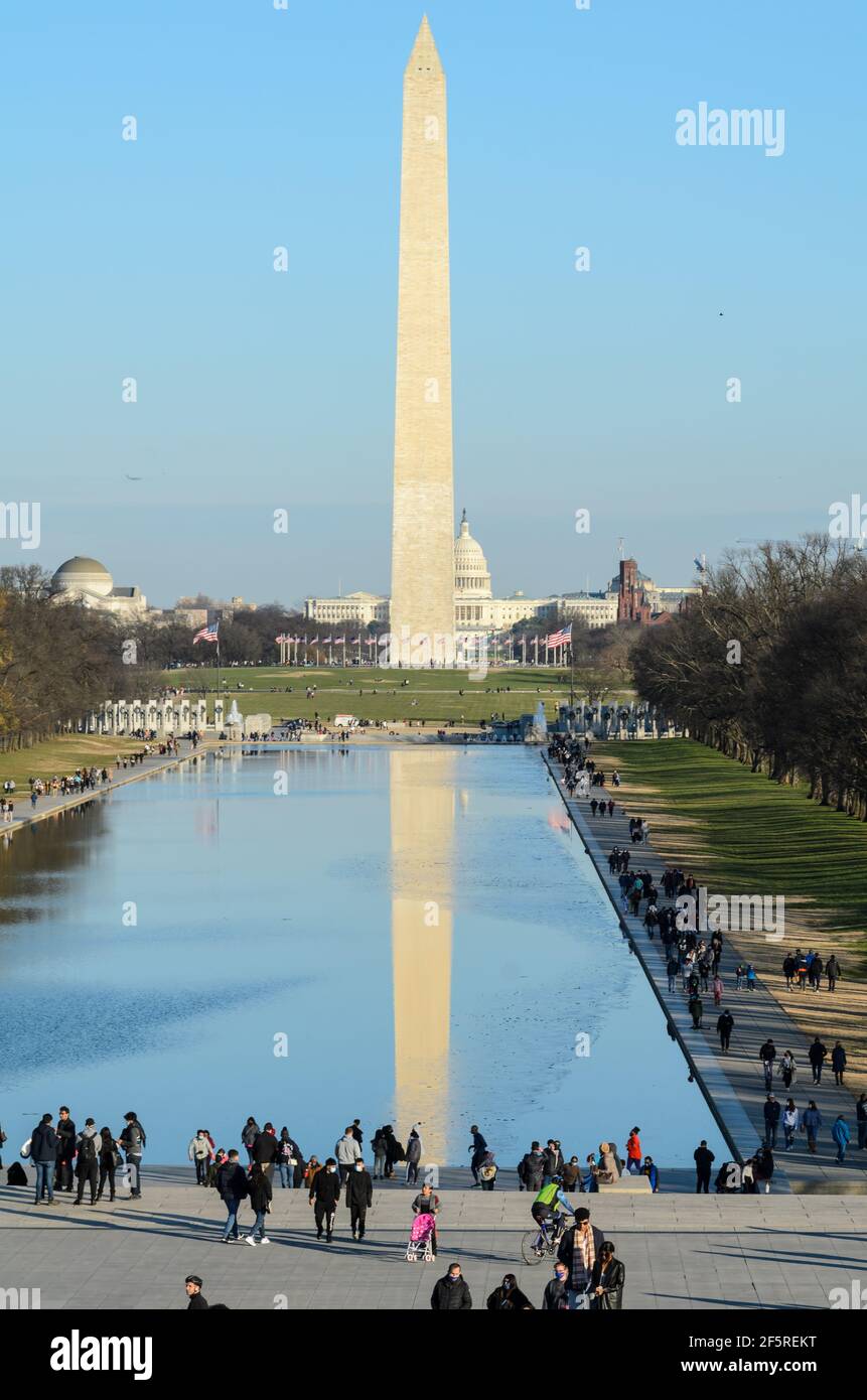 The Washington Monument and the Capitol Building seen behind the ...