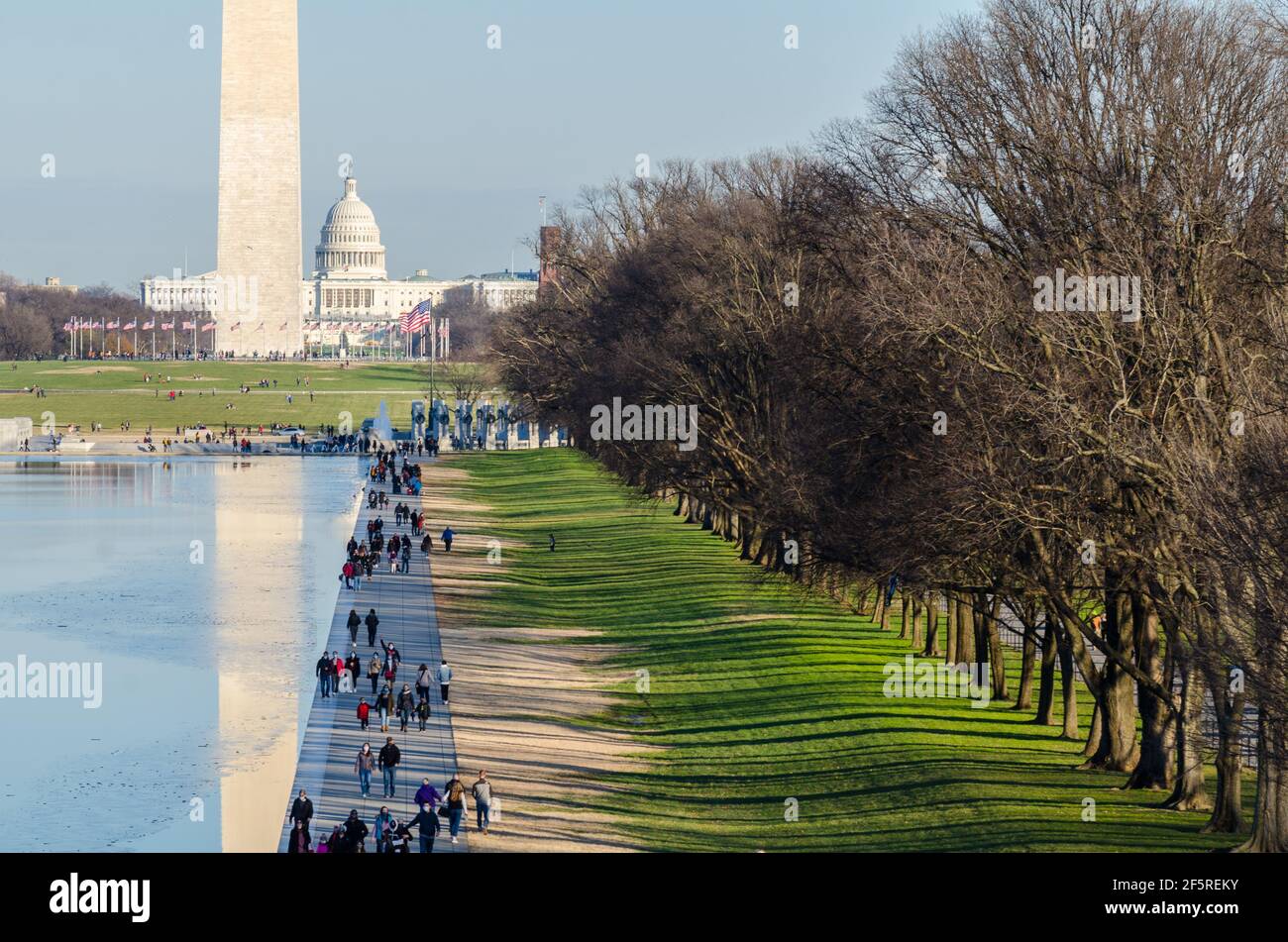 The Washington Monument and the Capitol Building seen behind the ...