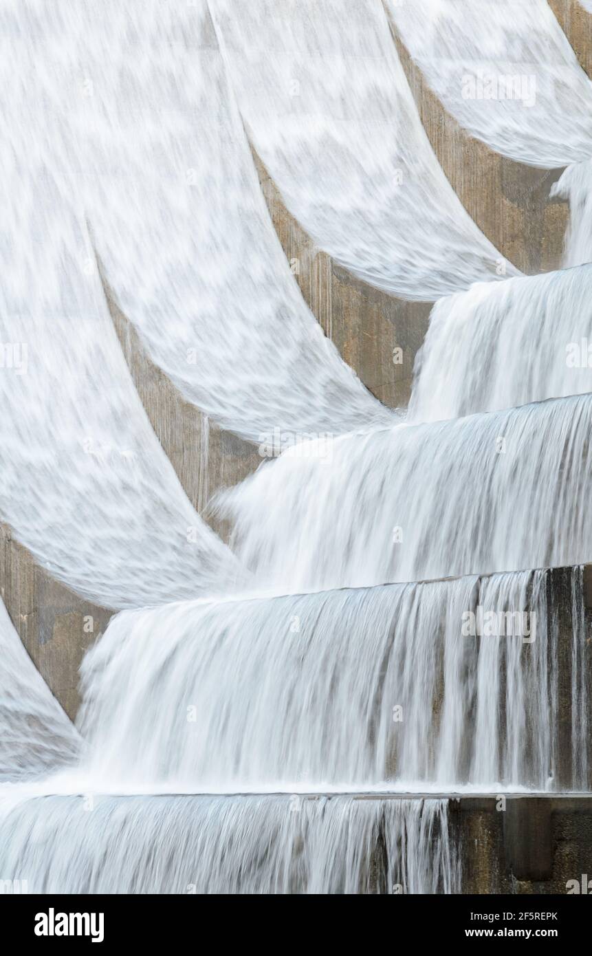 Water cascading down the Liberty Dam in the Patapsco River in Maryland ...