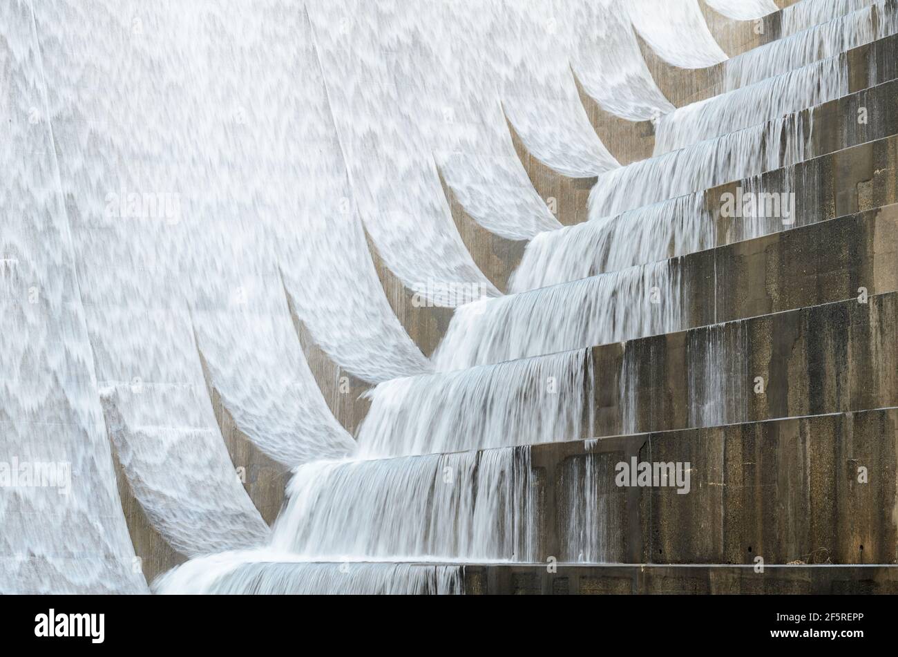 Water cascading down the Liberty Dam in the Patapsco River in Maryland ...