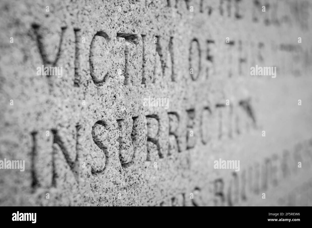 Words carved in stone marking an attempted civil war insurrection at ...