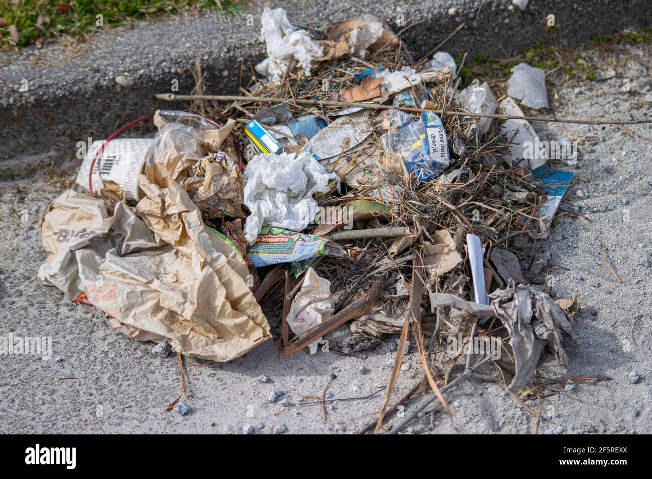 Waste has a new form of pollution on the floor or on the ground Stock ...