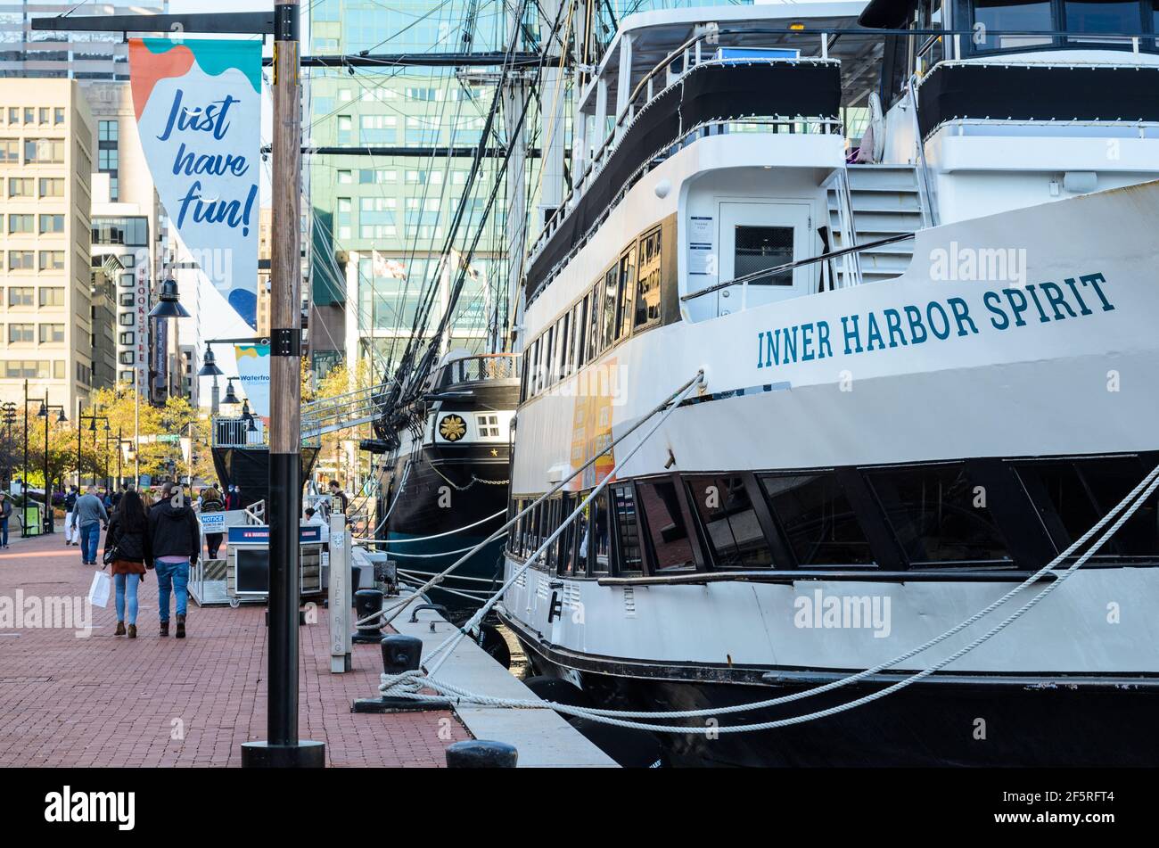 The Inner Harbor Spirit on the Inner Harbor in Baltimore Stock Photo ...
