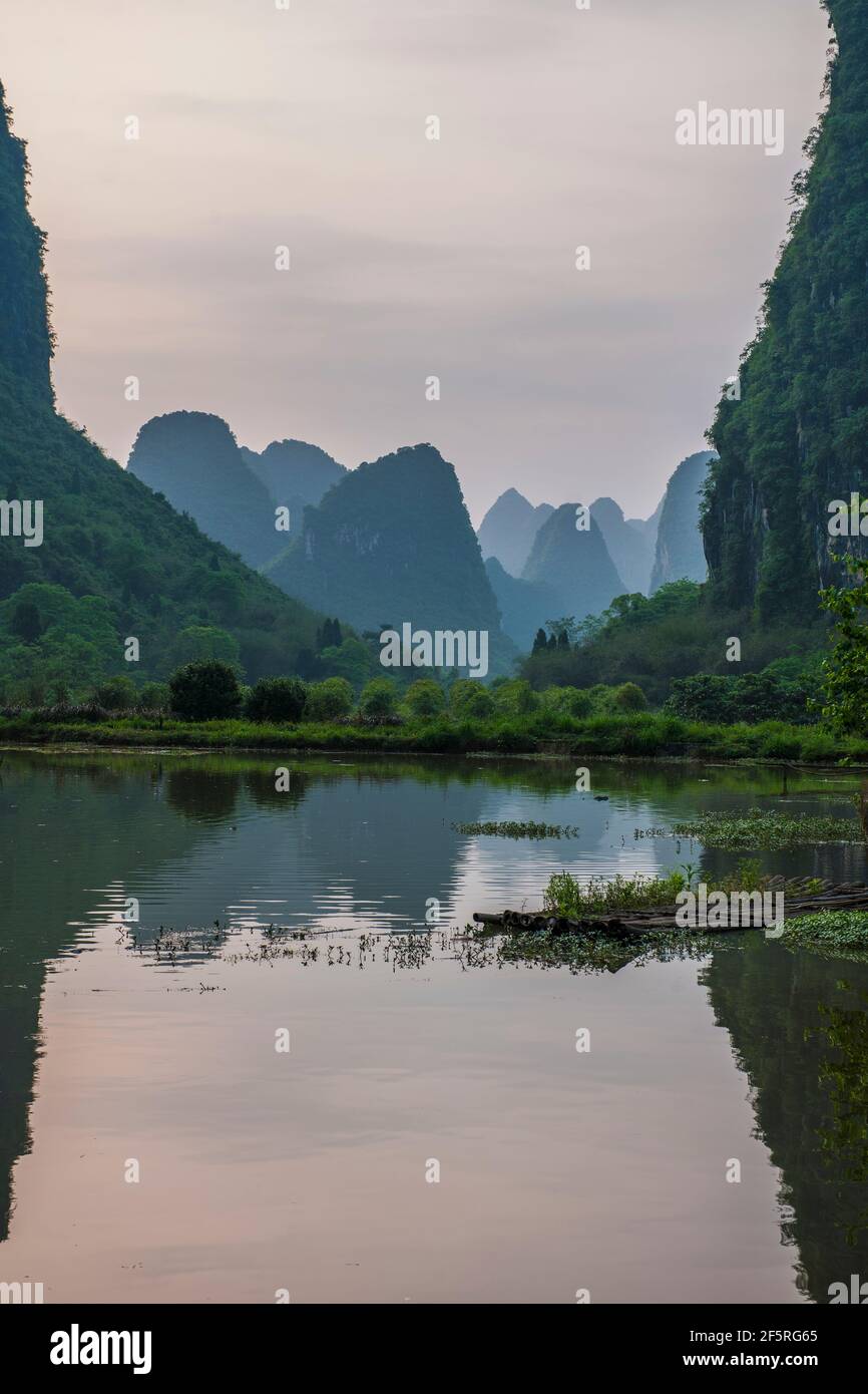 limestone peaks around Yangshuo in Guangxi province / China Stock Photo ...