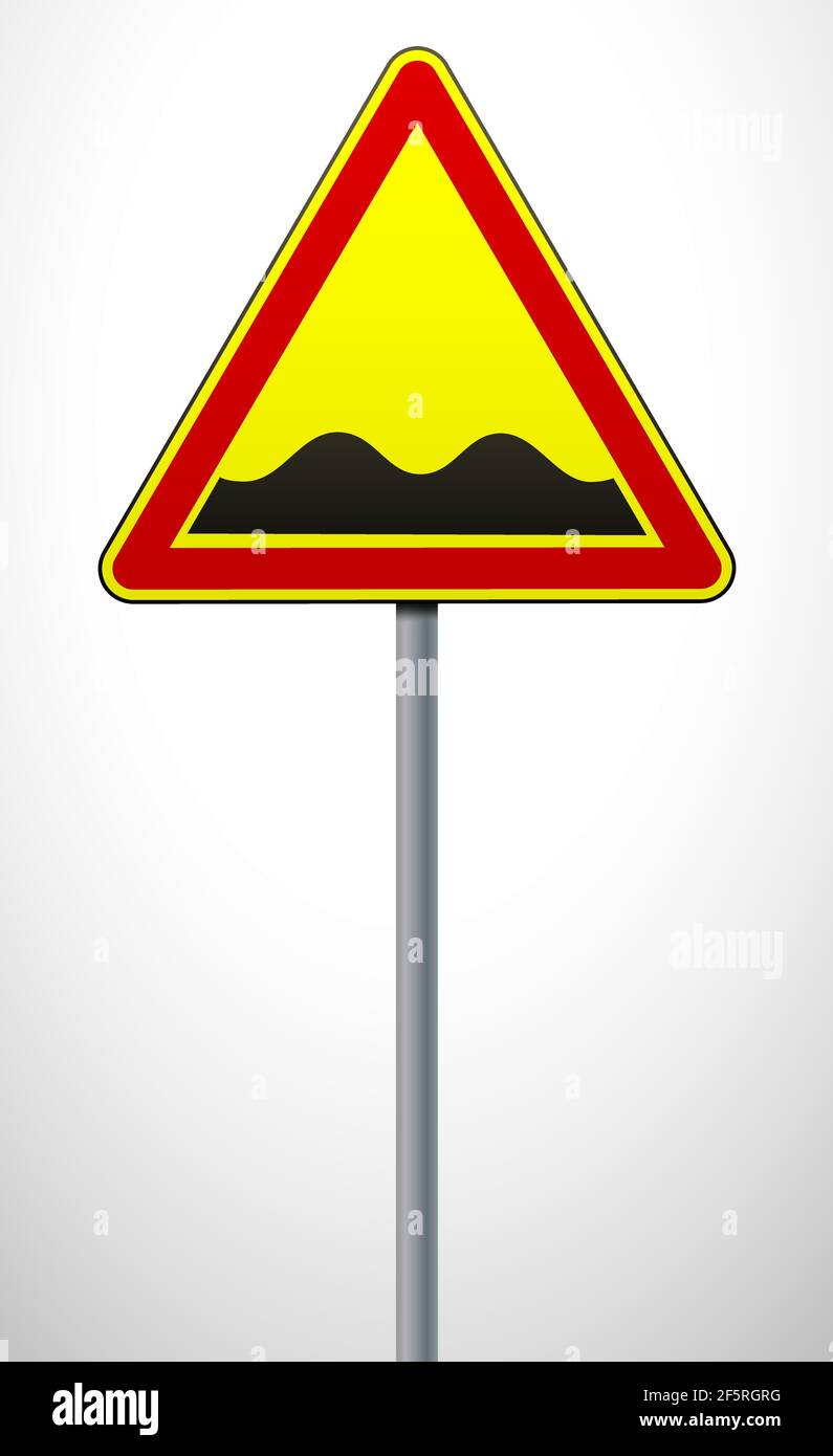 Warning road sign Rough road. The sign on the post. Traffic Laws. Signs ...