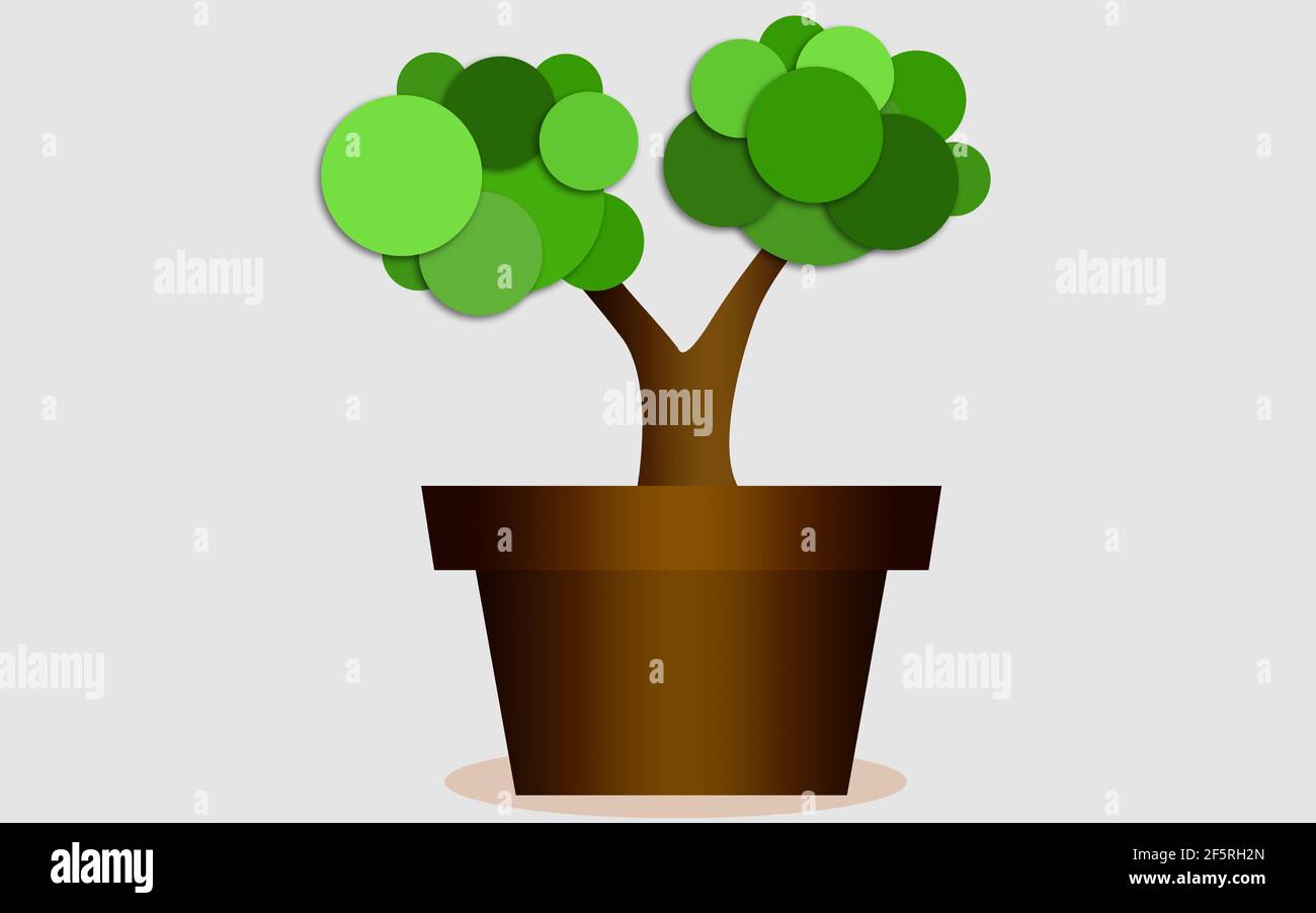Illustration of a small potted tree isolated on a white background ...
