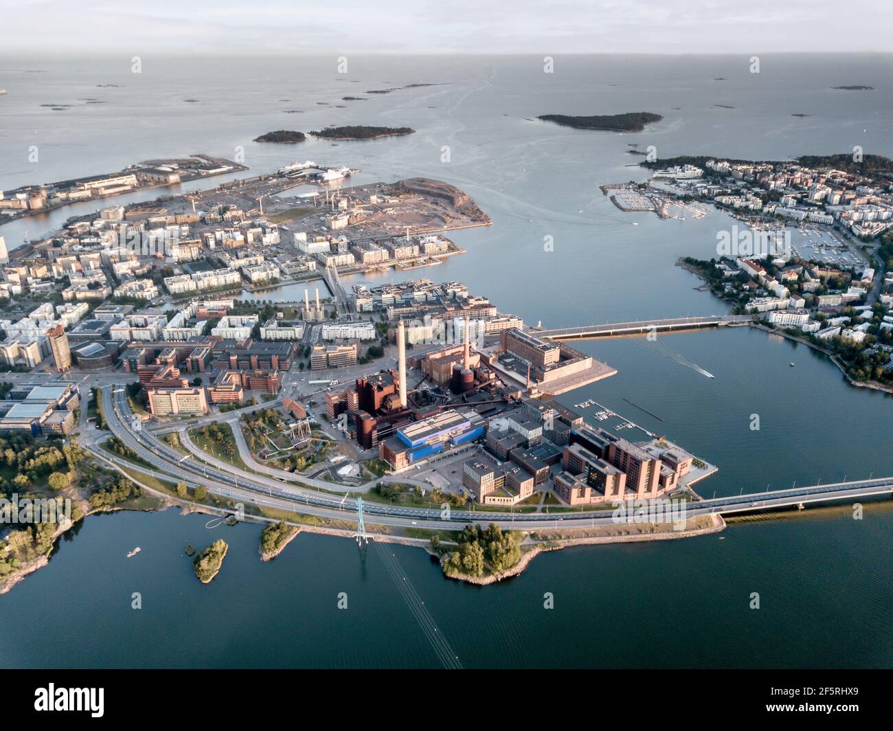 Industrial district of Helsinki Finland with processing factory ...