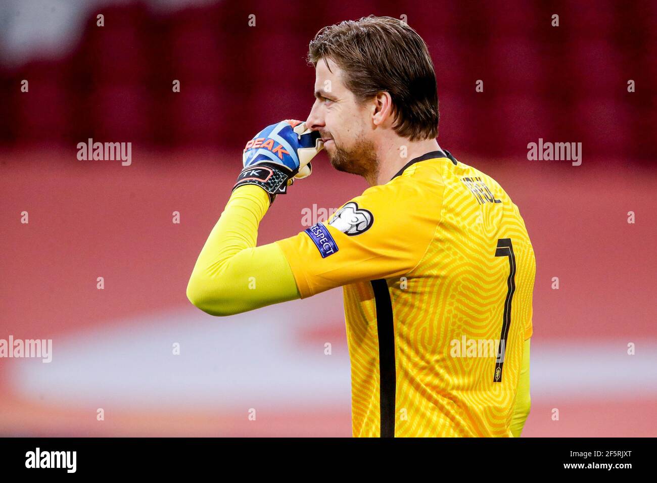 AMSTERDAM, NETHERLANDS - MARCH 27: Goalkeeper Tim Krul of the ...