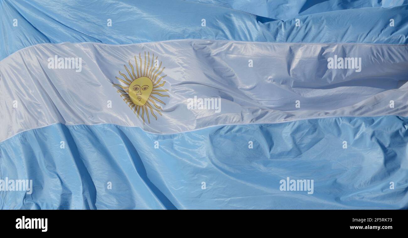 Argentina flag light blue and white fabric, full background Stock Photo ...