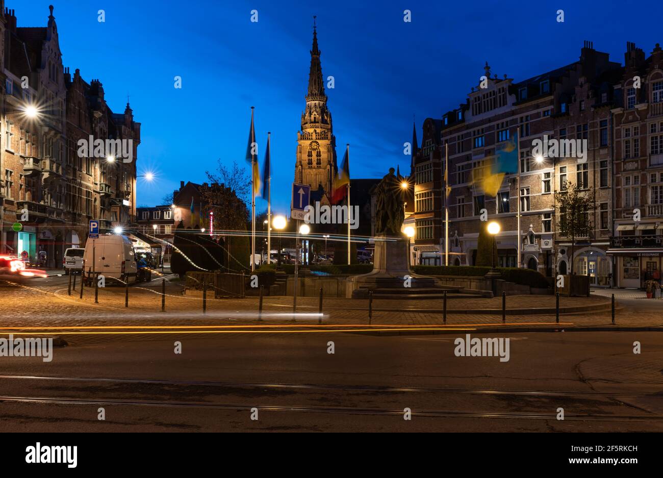 Urban view over the city of Anderlecht market square of Saint Guy Stock ...