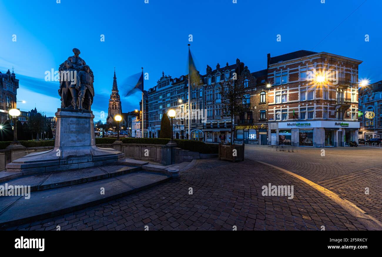 Urban view over the city of Anderlecht market square of Saint Guy Stock ...