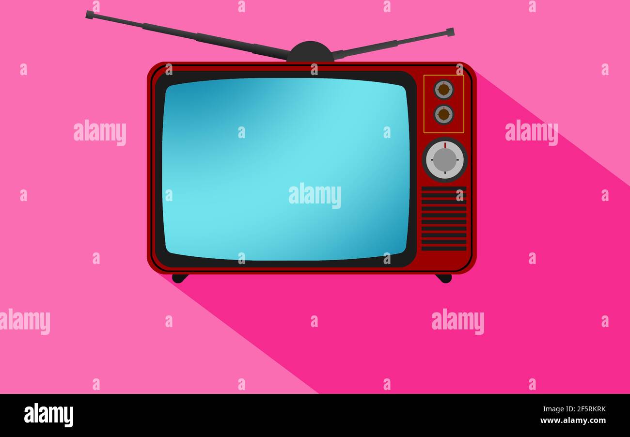 An illustration of a red television icon isolated in a pink background ...