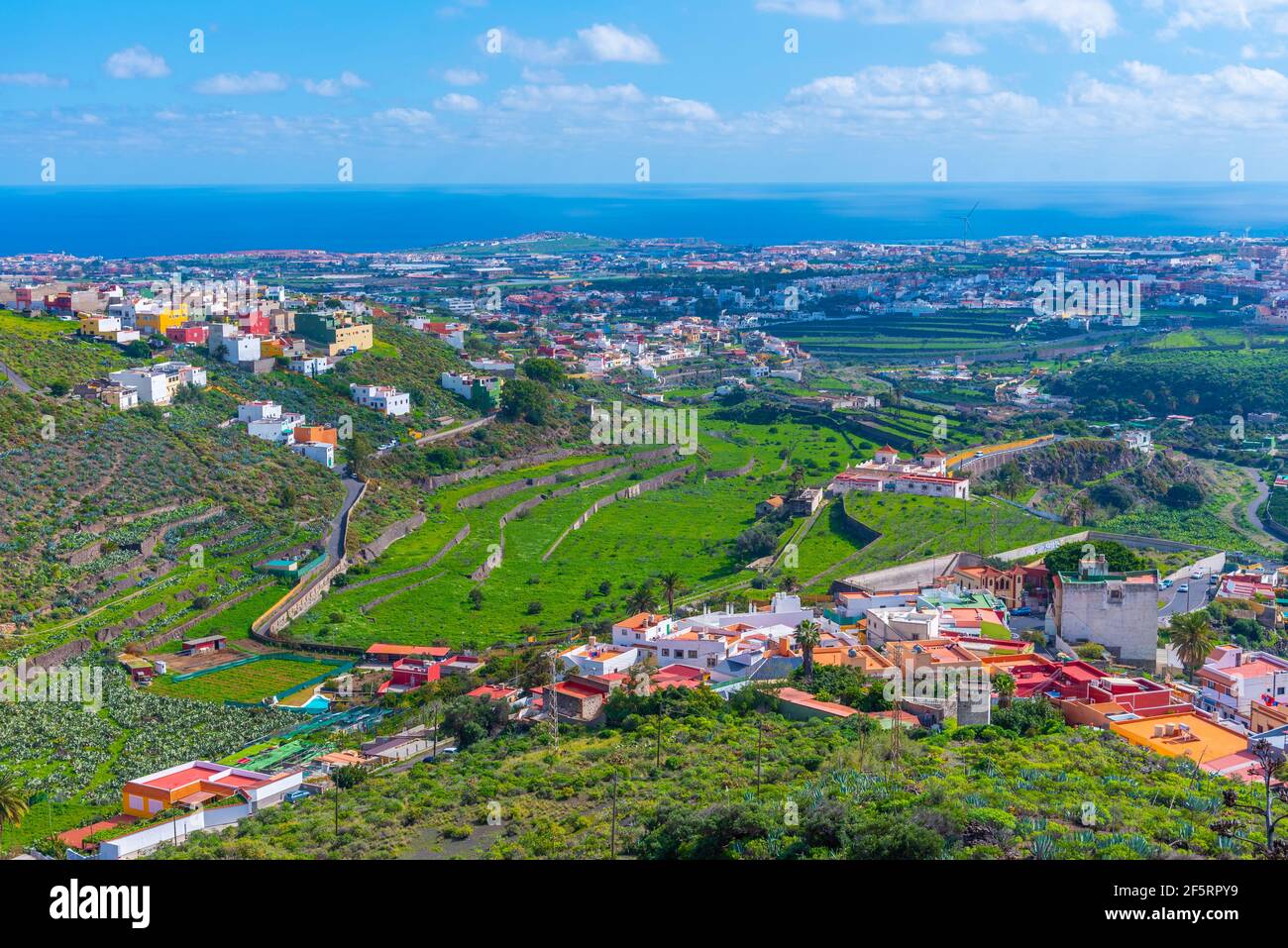 Aerial view of eastern coast of Gran Canaria, canary islands, Spain ...