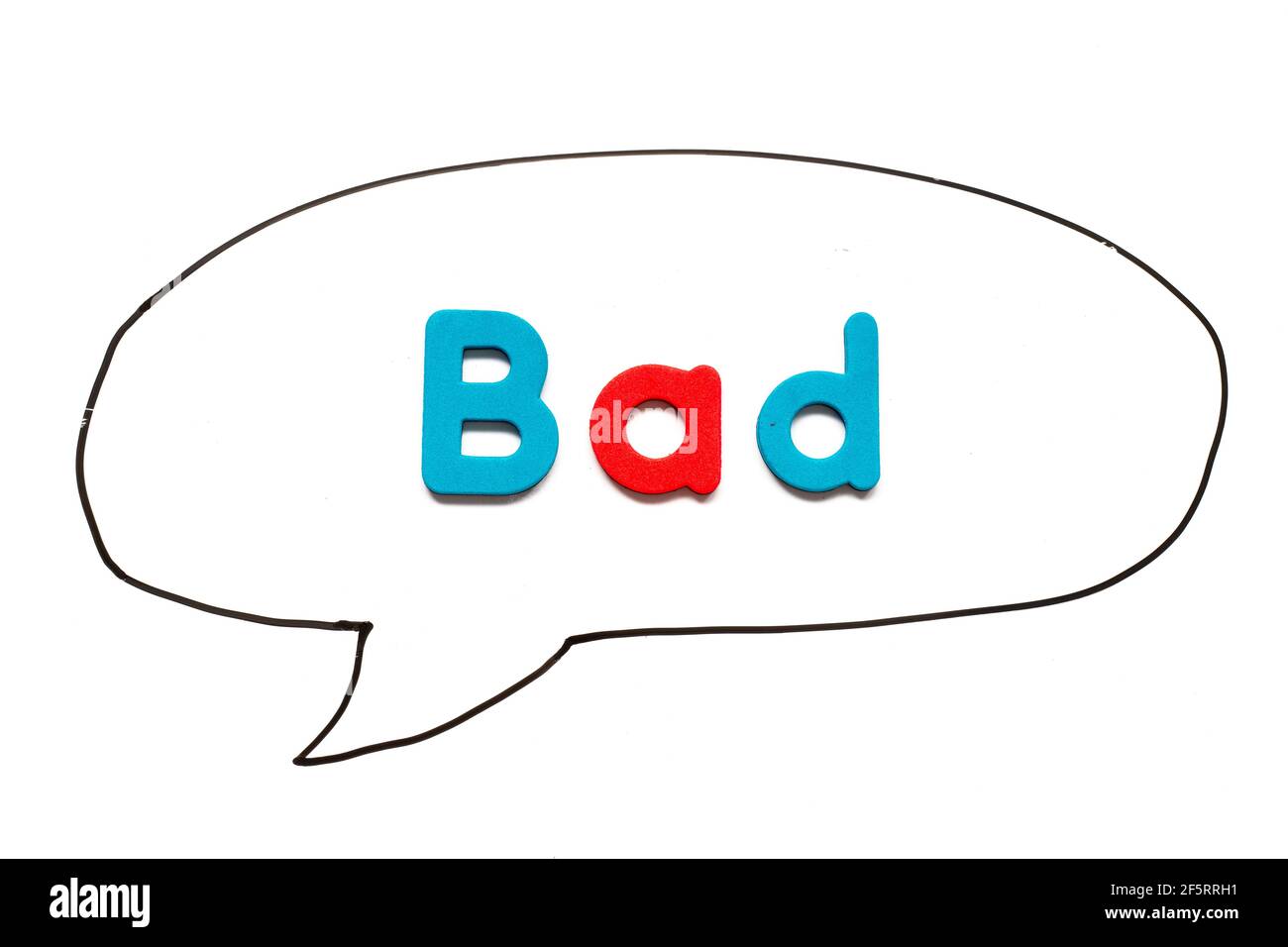 Alphabet letter with word bad in black line hand drawing as bubble ...