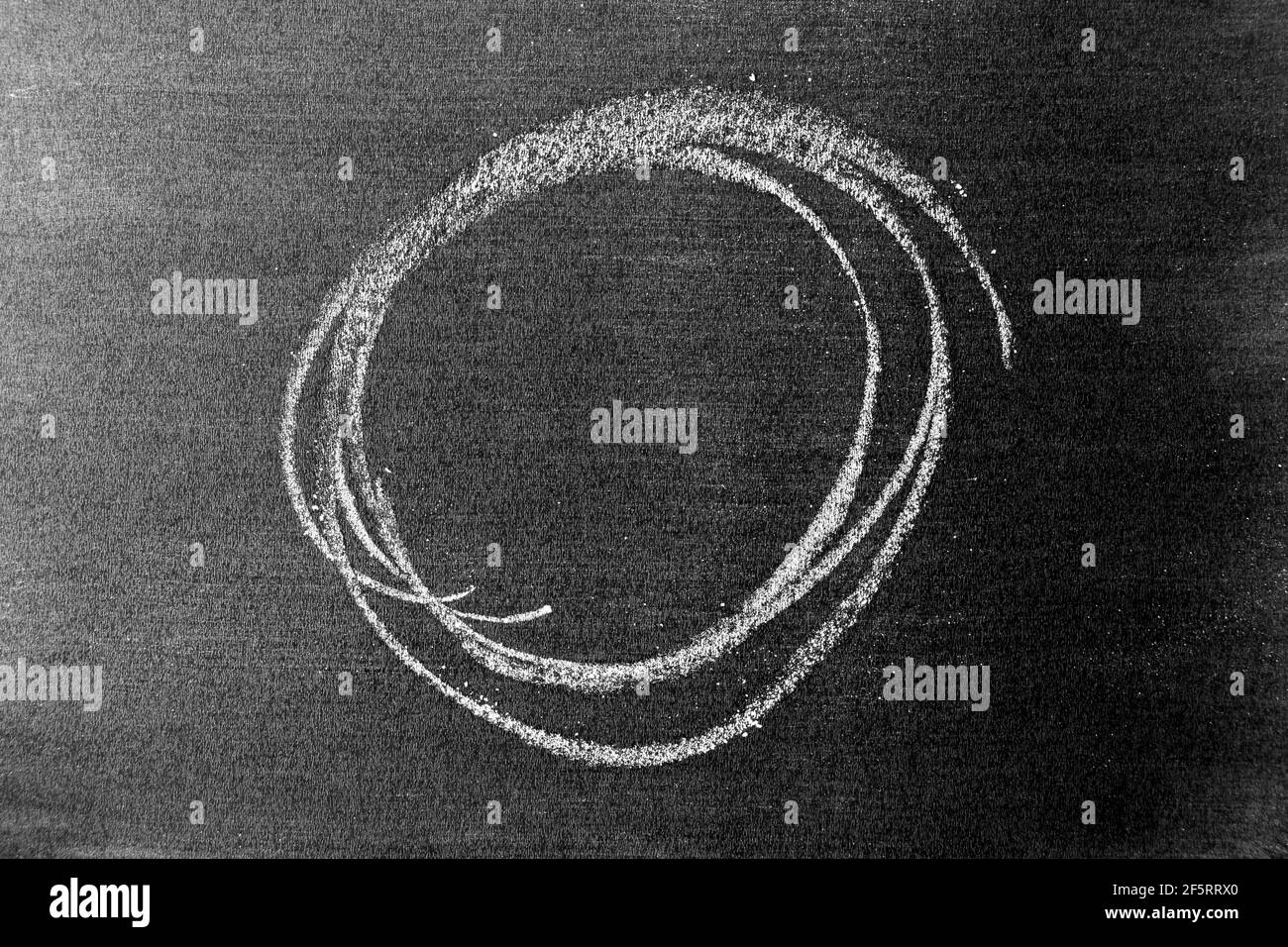 White chalk hand drawing as circle shape on blackboard or chalkboard ...