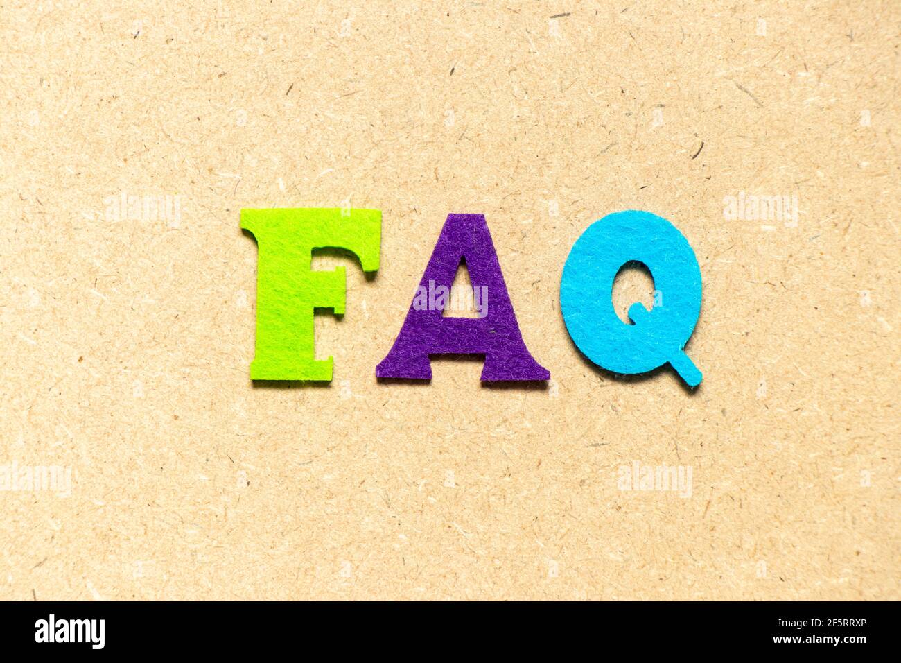 Color cloth alphabet letter in word FAQ (Abbreviation of Frequently ...