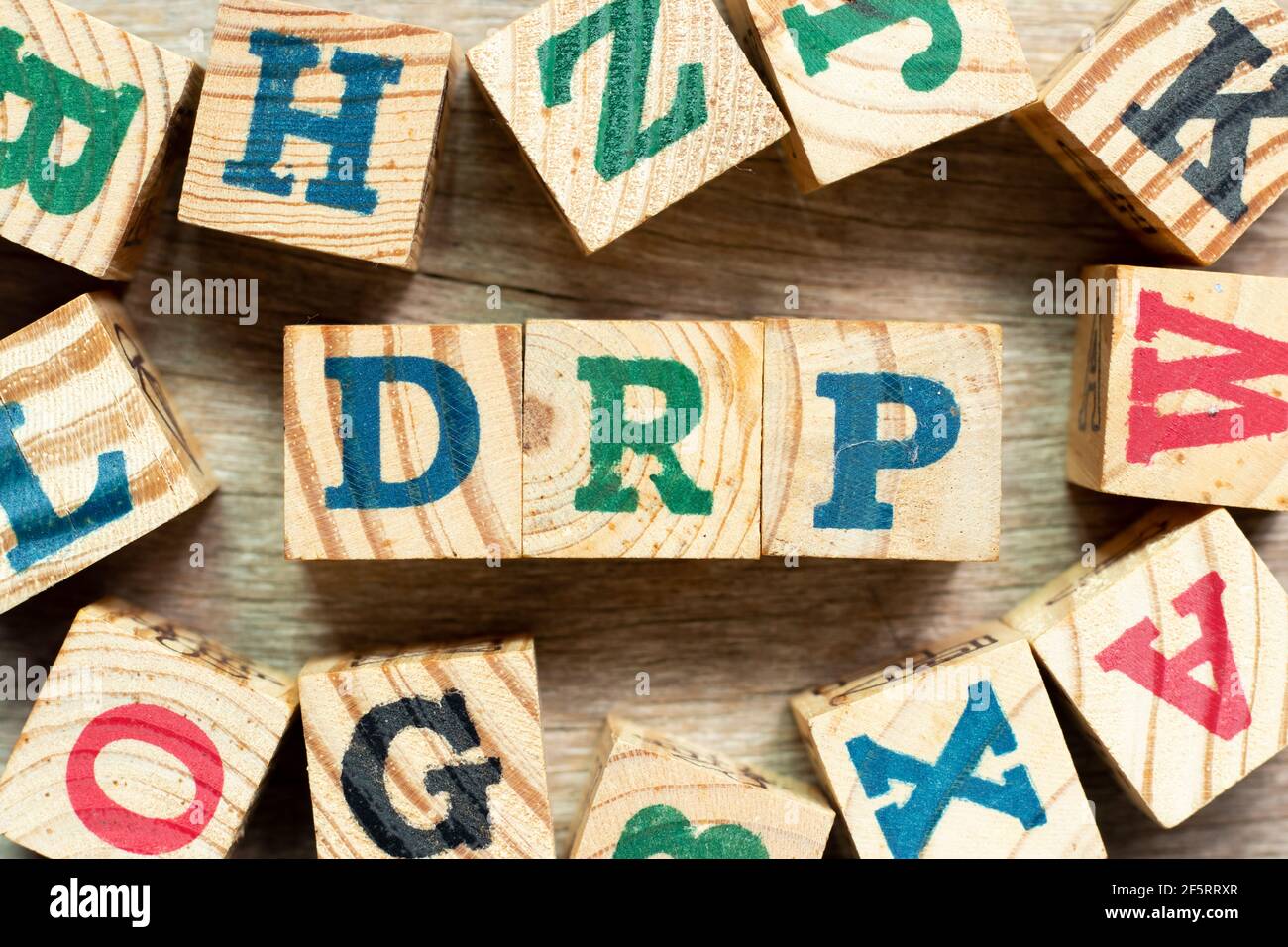 Alphabet letter block in word DRP (Abbreviation of Disaster recovery ...