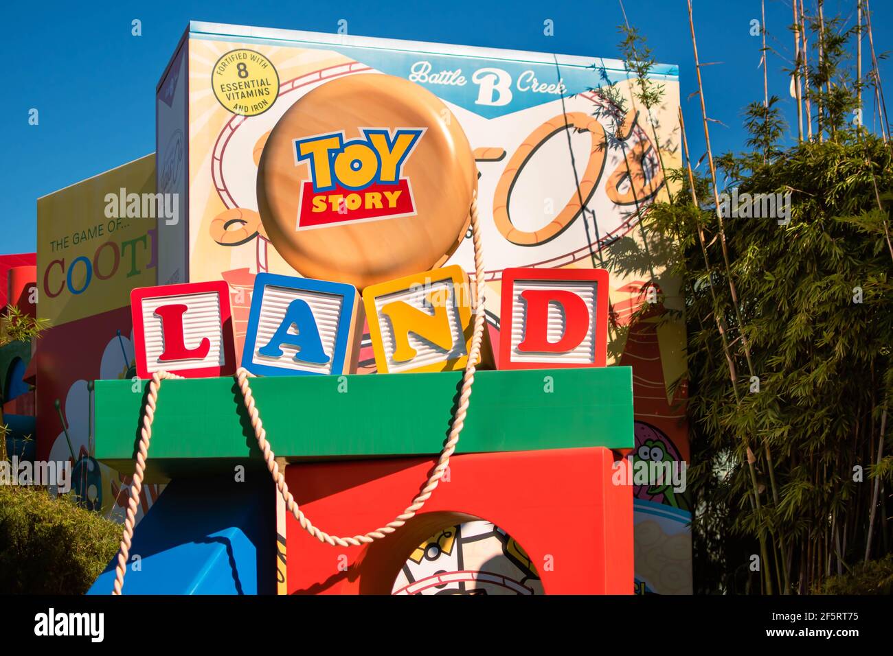 Orlando Florida, January 05,2021. Colorful of Toy Story Land sign at ...