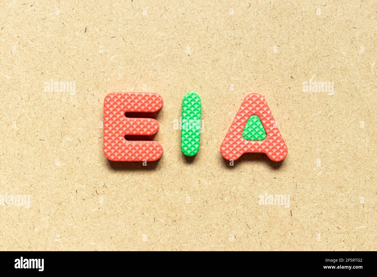 Foam alphabet letter in word EIA (abbreviation of Environmental Impact ...