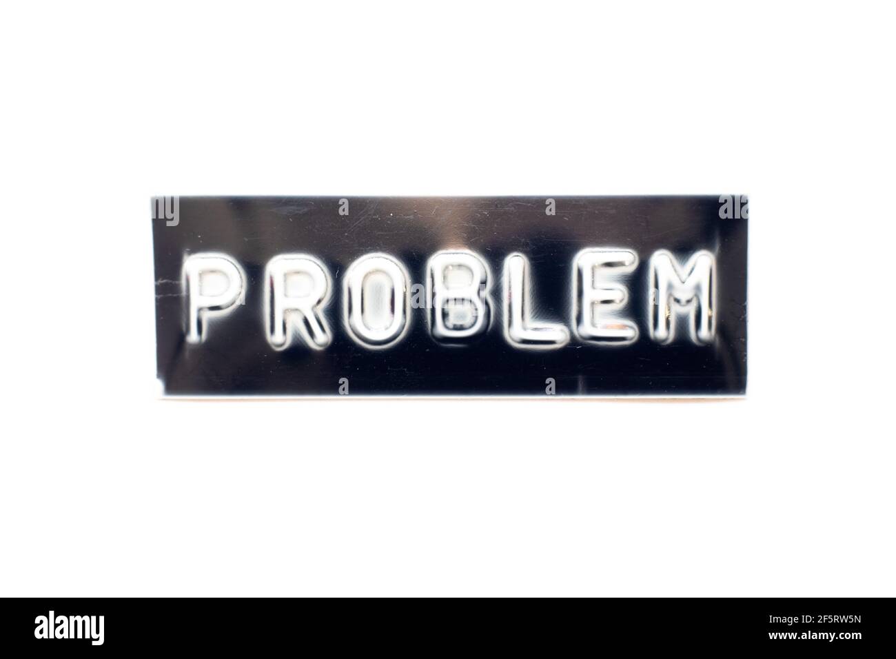 Embossed letter in word problem on black banner with white background ...
