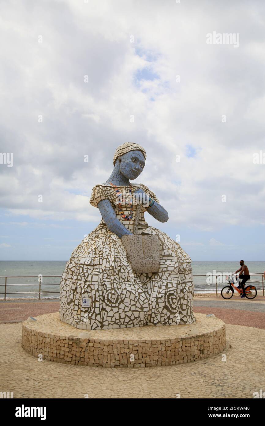 salvador, bahia, brazil - february 5, 2021: sculptor of "baiana azul da ...