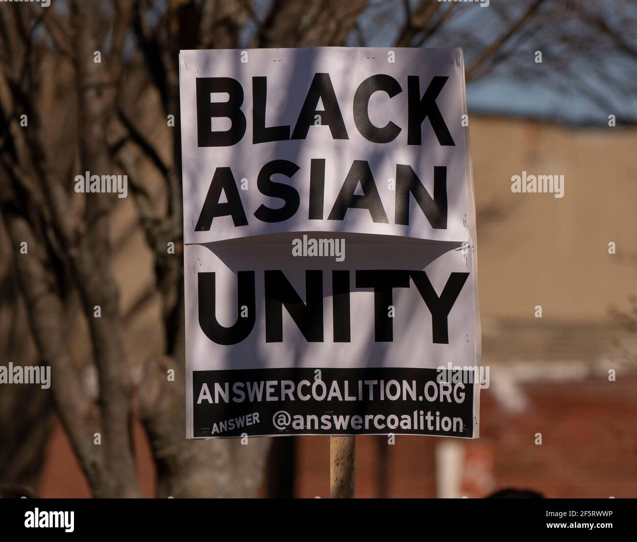 March 27, 2021, Boston, Massachusetts, USA: "Black Asian Unity sign ...