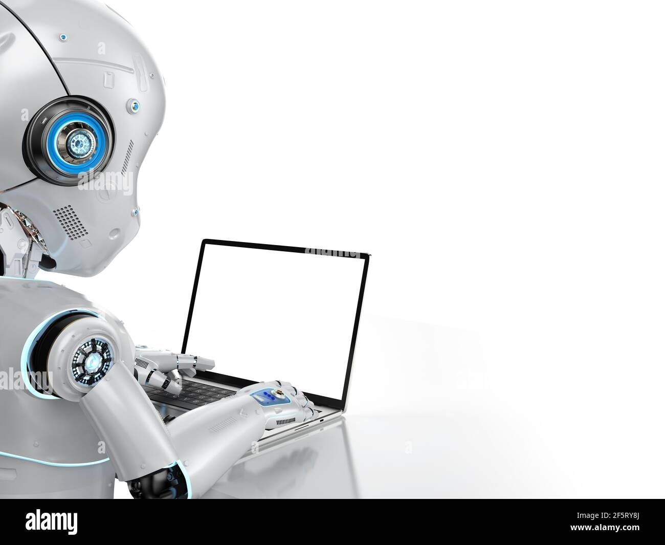 Automation office worker concept with 3d rendering cute robot work with ...