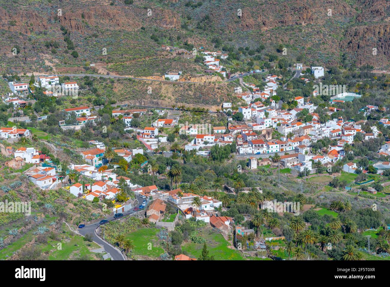 Aerial view of Temisas village at Gran Canaria, Canary Islands, Spain ...