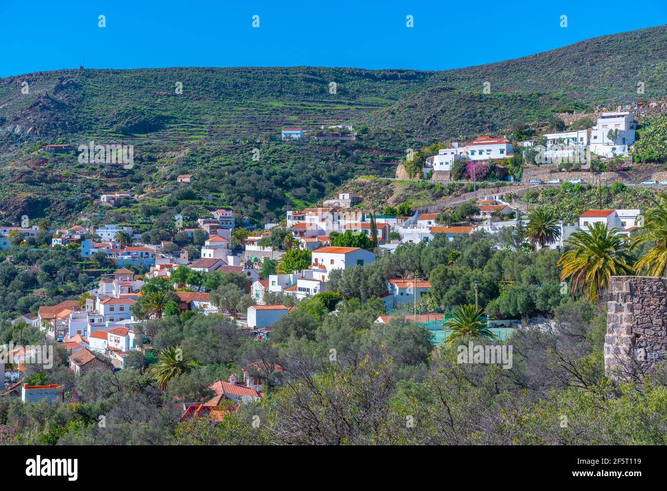 Aerial view of Temisas village at Gran Canaria, Canary Islands, Spain ...