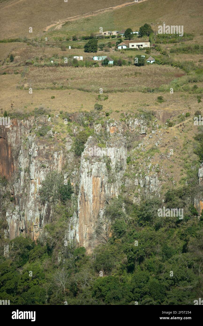 Houses on hill, Swazeni district, Pondoland, Wild Coast, Eastern Cape ...