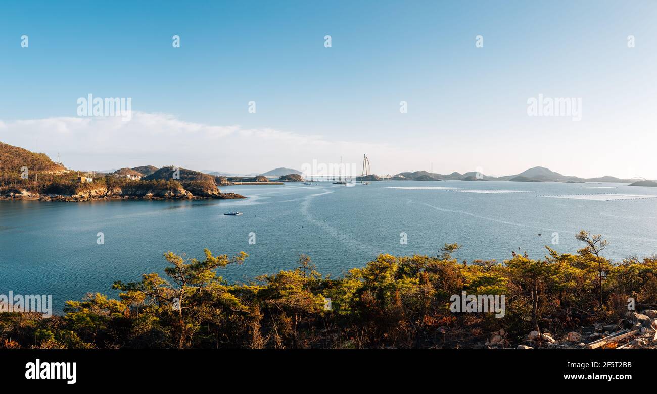 Panoramic view of Gogunsan Islands and sea in Gunsan, Korea Stock Photo ...