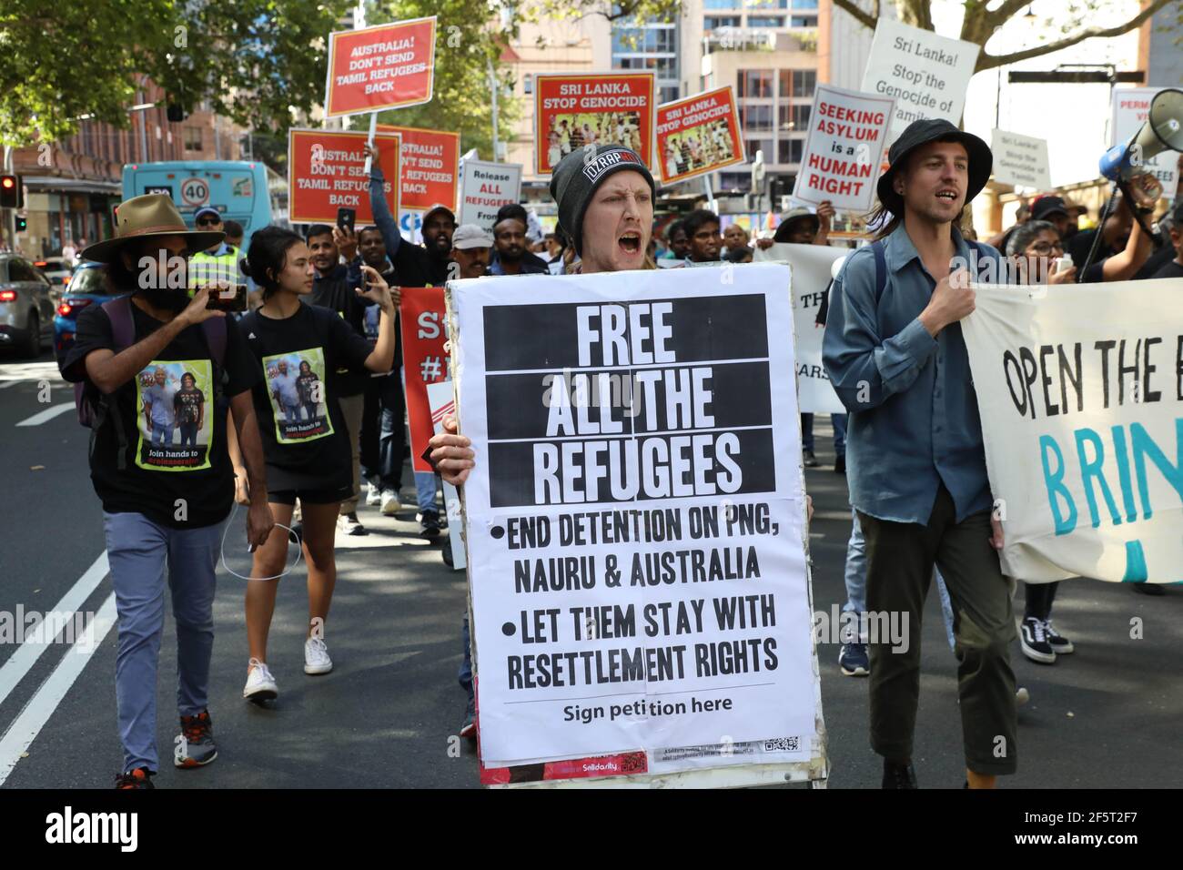 Sydney, Australia. 28th March 2021. Protesters marched from Belmore ...