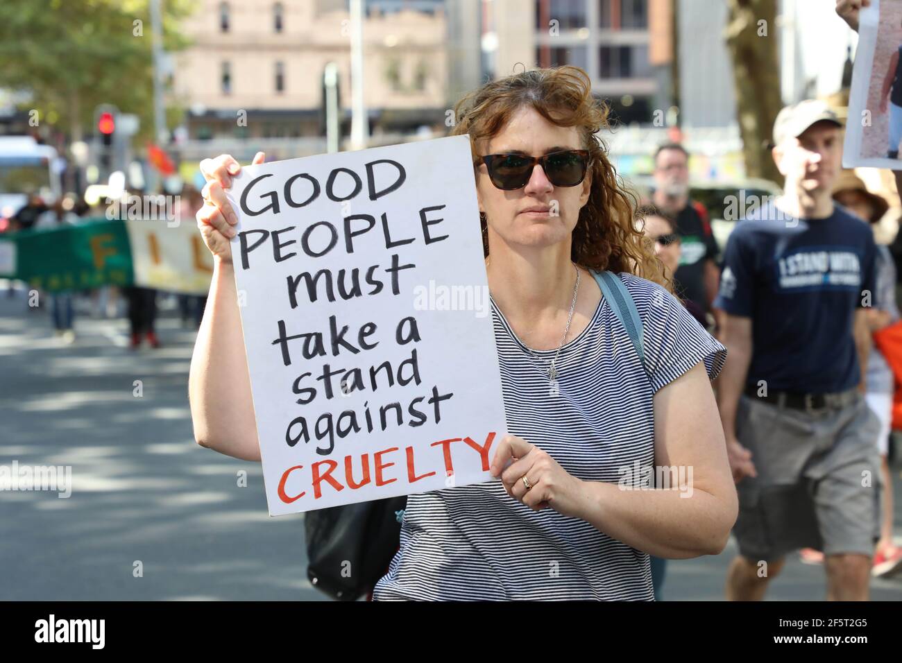 Sydney, Australia. 28th March 2021. Protesters marched from Belmore ...