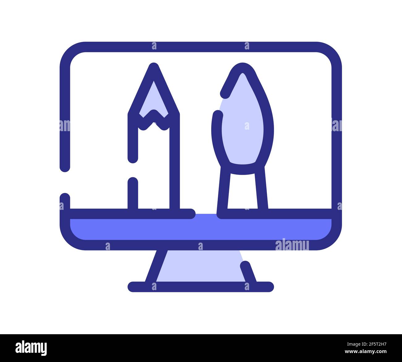 digital design computer single isolated icon with dashed line style and purple color vector ...