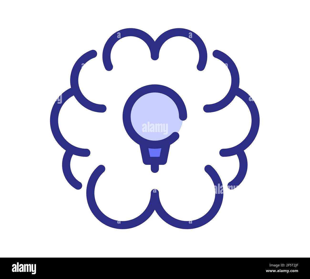brain idea bulb single isolated icon with dashed line style and purple color vector illustration ...