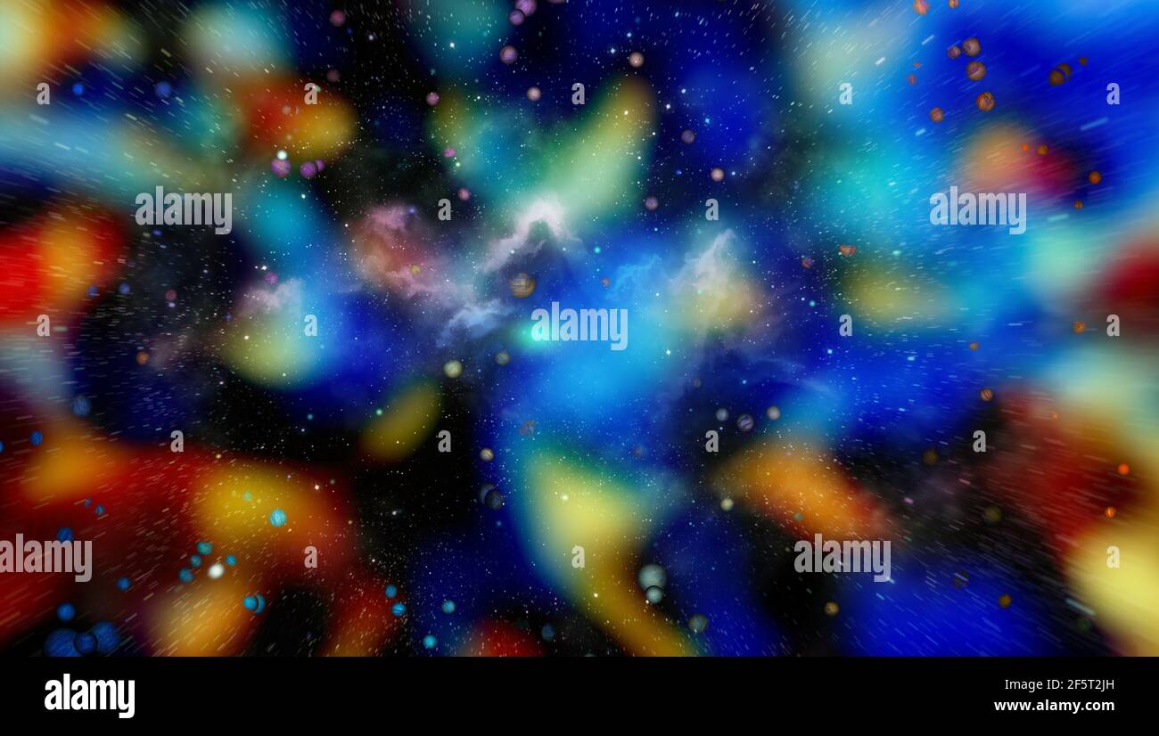 Traveling through star fields in galaxy space as a supernova colorful ...