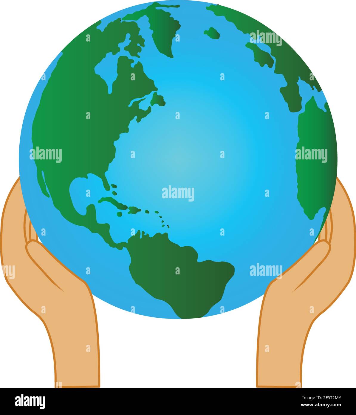 Save earth Hands holding global tree vector isolated in white ...