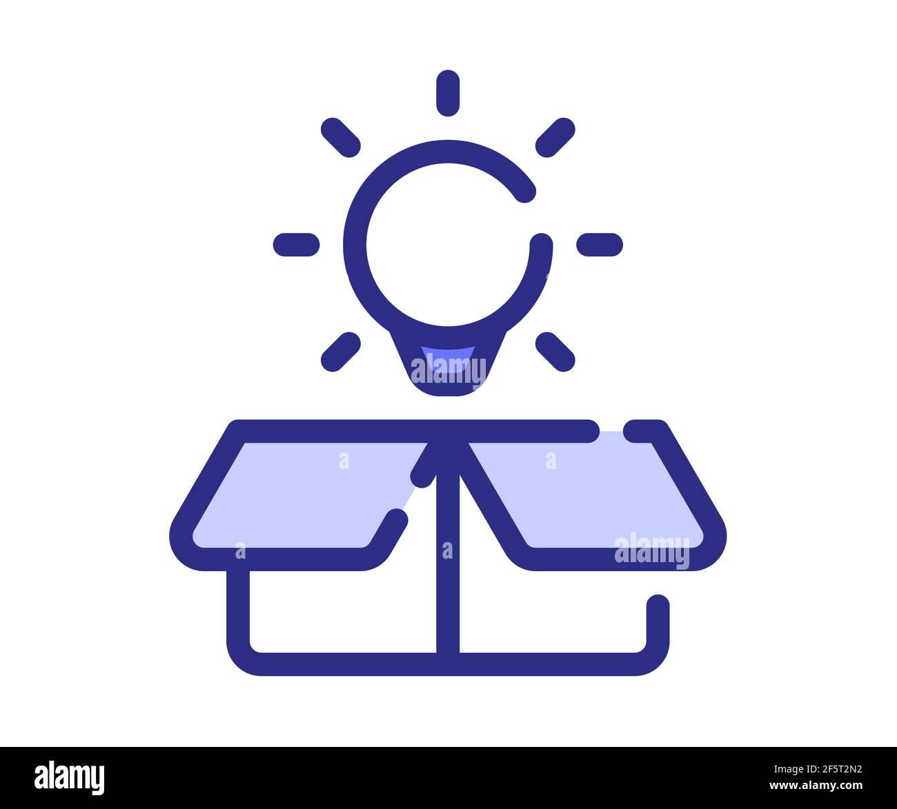 idea out of box light bulb single isolated icon with dashed line style ...