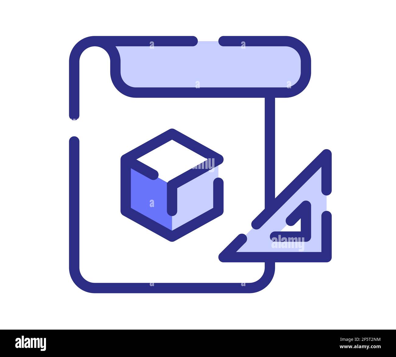 blueprint concept plan single isolated icon with dashed line style and purple color vector ...
