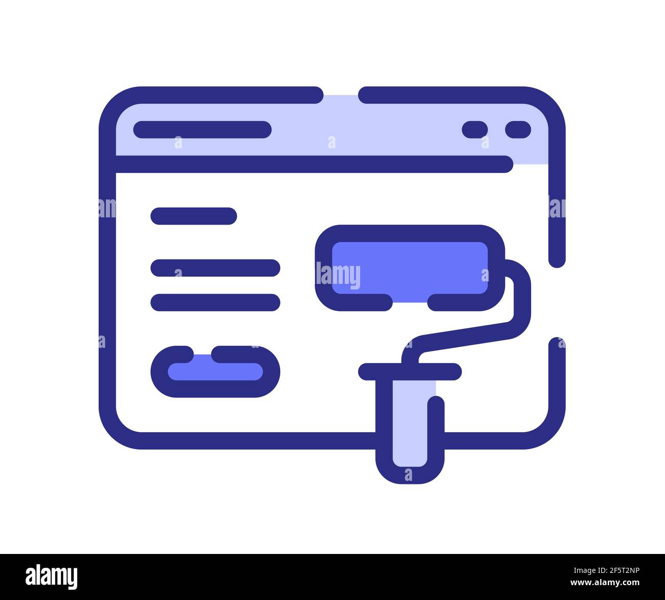 landing page design single isolated icon with dashed line style and purple color vector ...