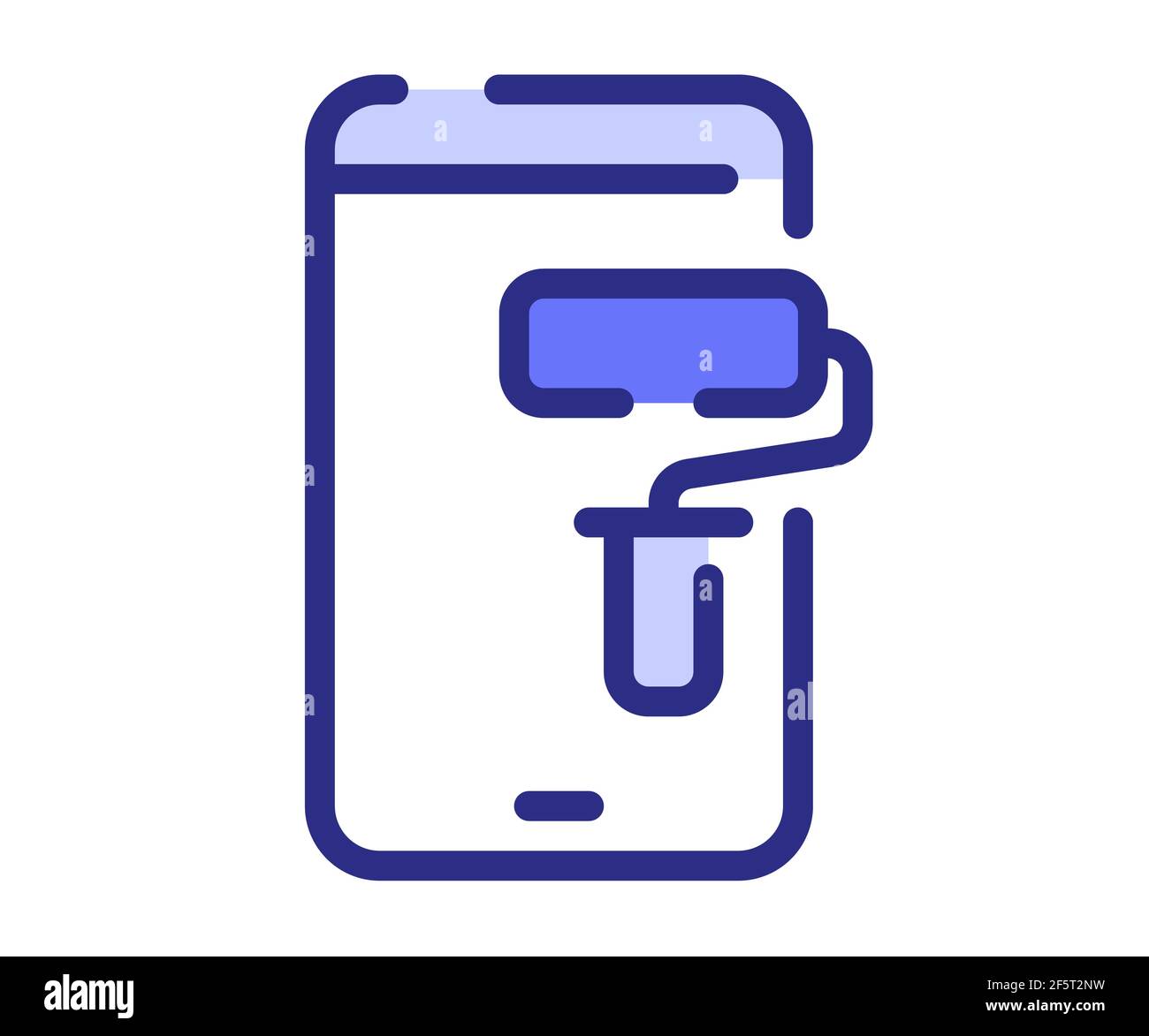 app design smartphone single isolated icon with dashed line style and purple color vector ...