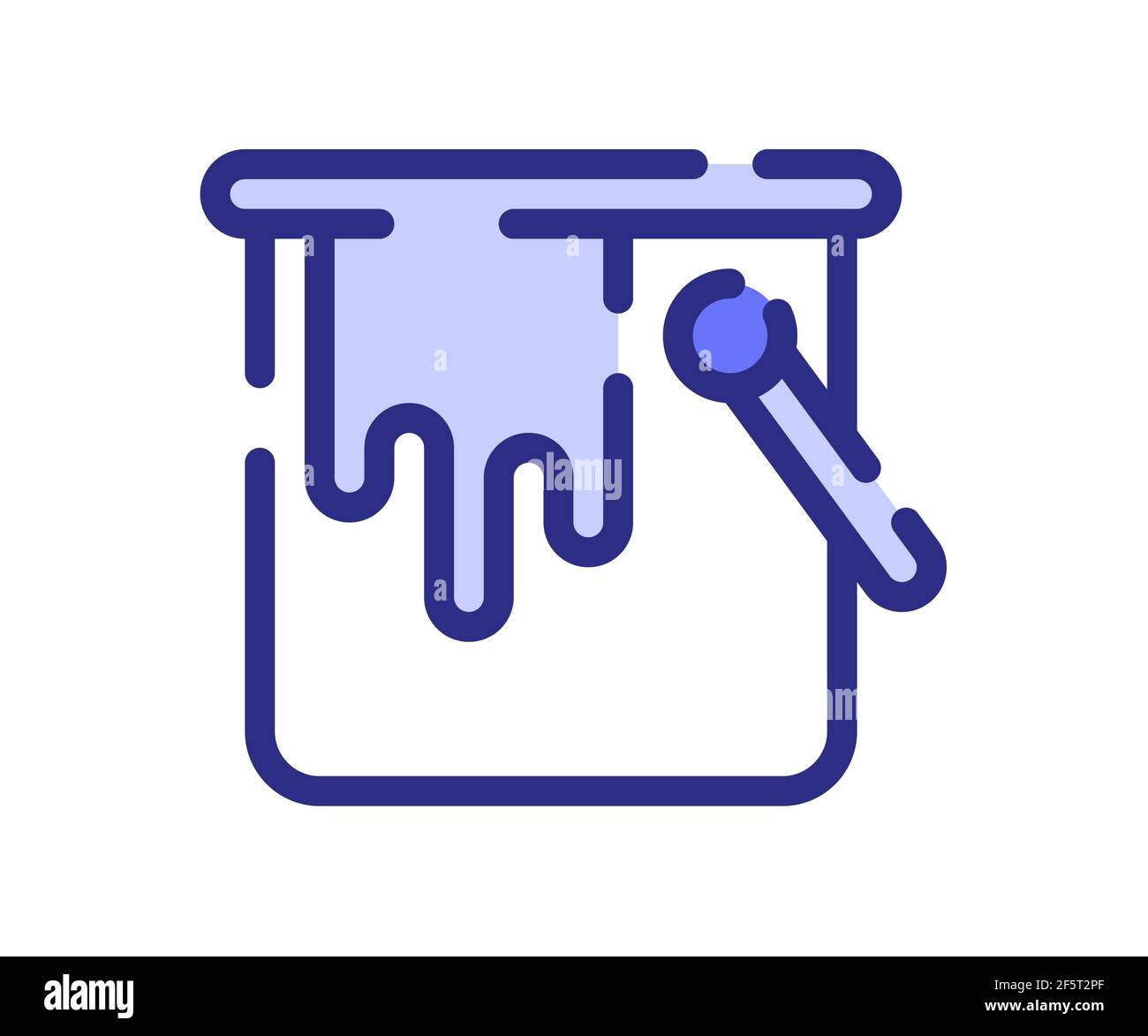 paint bucket color single isolated icon with dashed line style and purple color vector ...