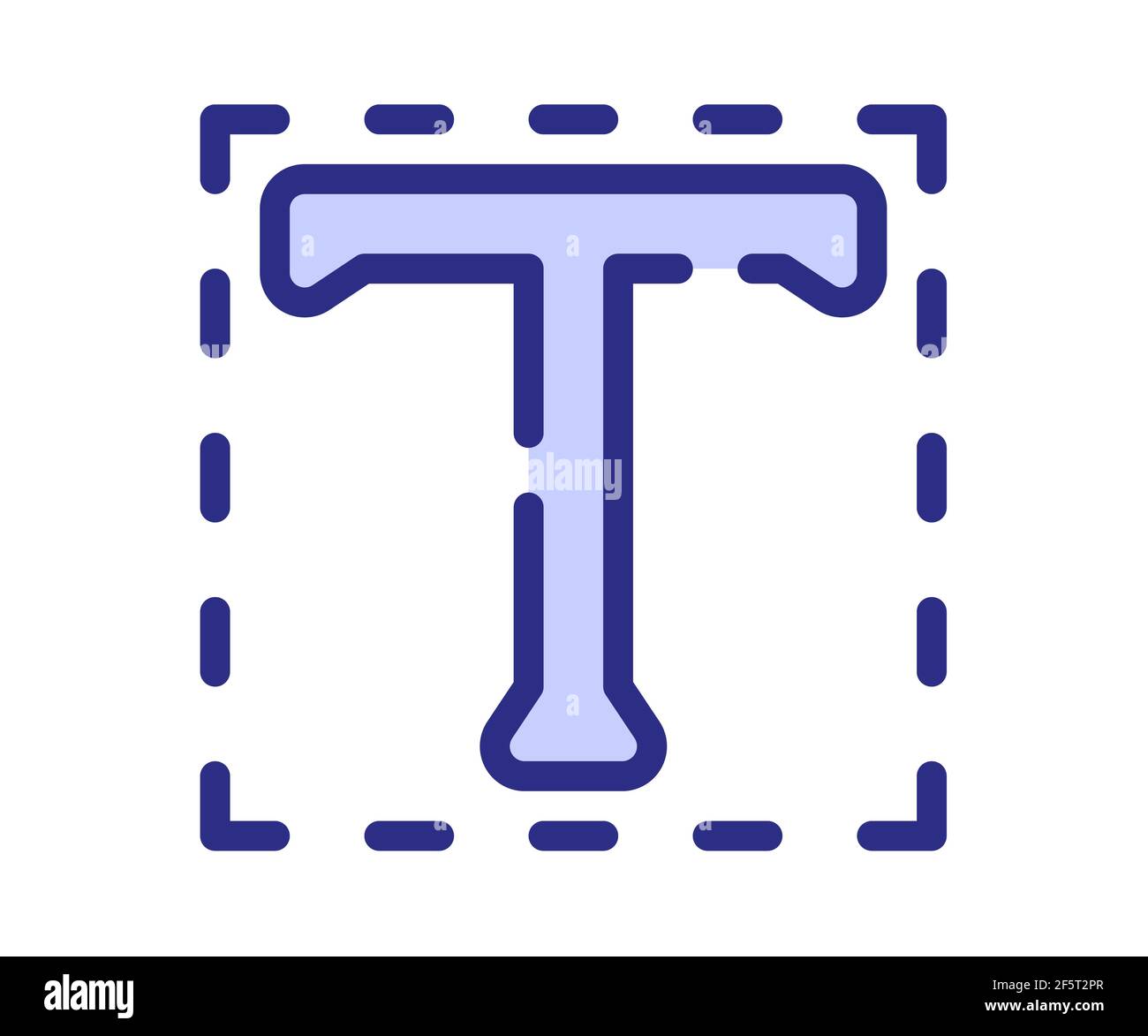 typography text tool single isolated icon with dashed line style and purple color vector ...