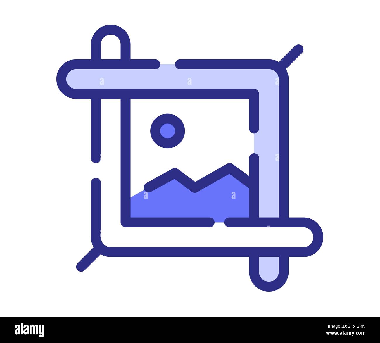 crop edit resize single isolated icon with dashed line style and purple color vector ...