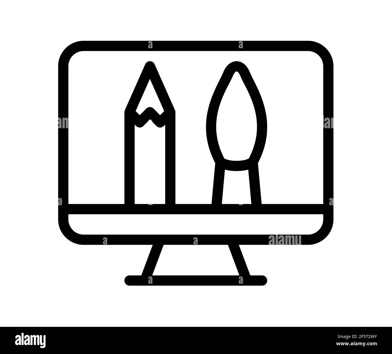 digital design computer single isolated icon with outline style black ...